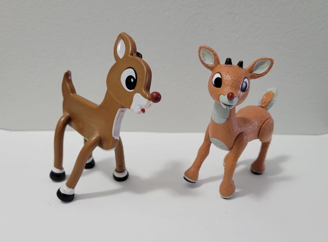 Rudolph the Red Nosed Reindeer, 2 Toy Figures, Christmas, Cake Toppers ...