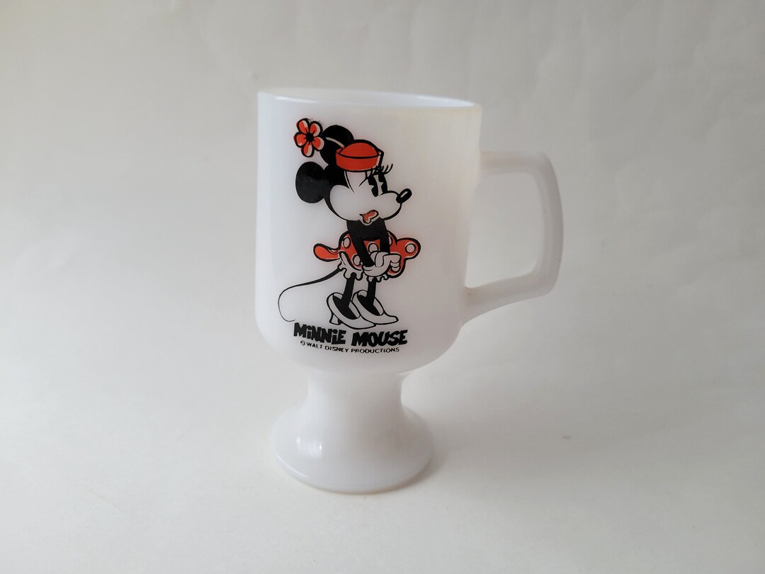 Minnie Mouse Vintage Milk Glass Pedestal Mug Black White Red Disney - Etsy