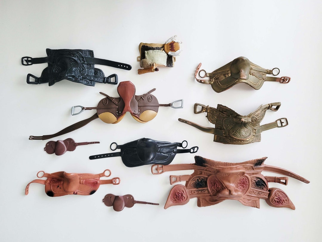 Vintage Toy Horse Saddles, Assorted Sizes & Colours, Soft Plastic ...