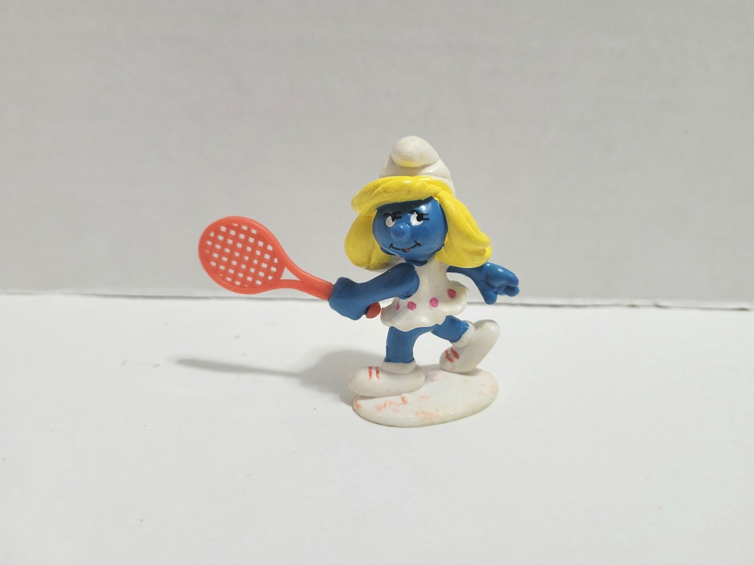 Smurfs Tennis Smurfette, Red Raquet, Vintage PVC Toy Figure Figurine ...
