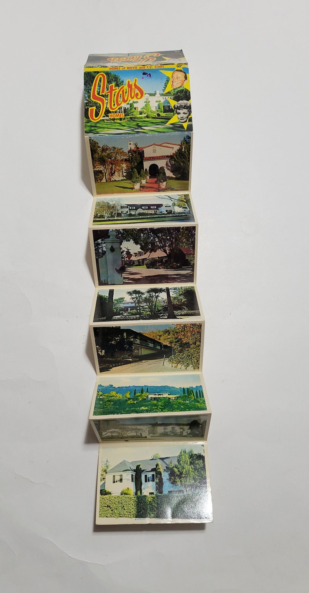 Homes of the Stars Vintage Fold Out Postcard Set Plastichrome - Etsy