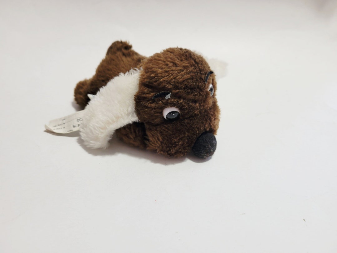 Vintage Drooper Dog Plush Toy NUTSHELL FILLED Brown With White Ears 5.5 ...