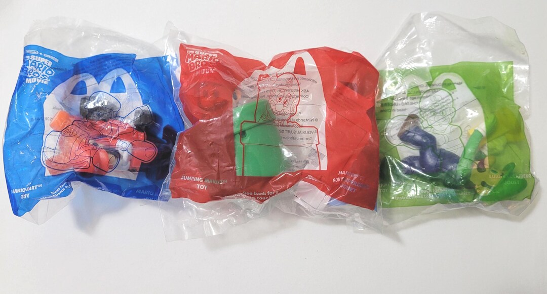 Super Mario Bros. Movie, 3 Sealed Mcdonald’s Toy Figures, Mario Kart ...
