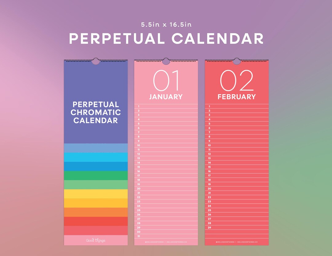 Perpetual Calendar | Chromatic Perpetual Calendar, Rainbow Design ...