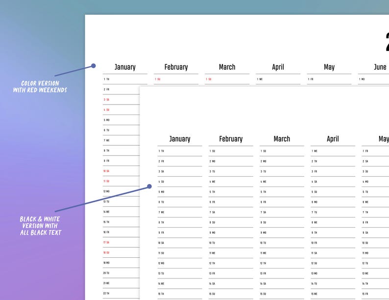 2026 Poster Calendar | Printable Poster Calendar, Year-at-a-glance ...