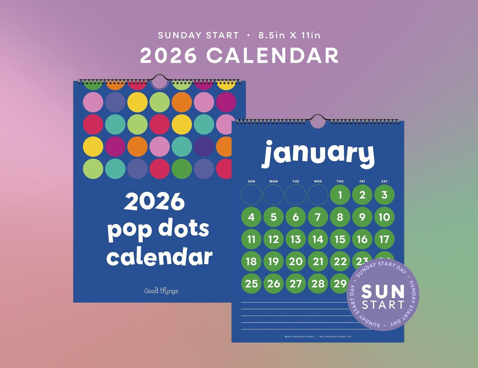 Pop Dots Calendar | 2026 Calendar With Notes, Colorful Calendar, Bold ...