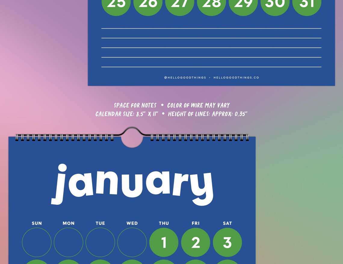 Pop Dots Calendar | 2026 Calendar With Notes, Colorful Calendar, Bold ...