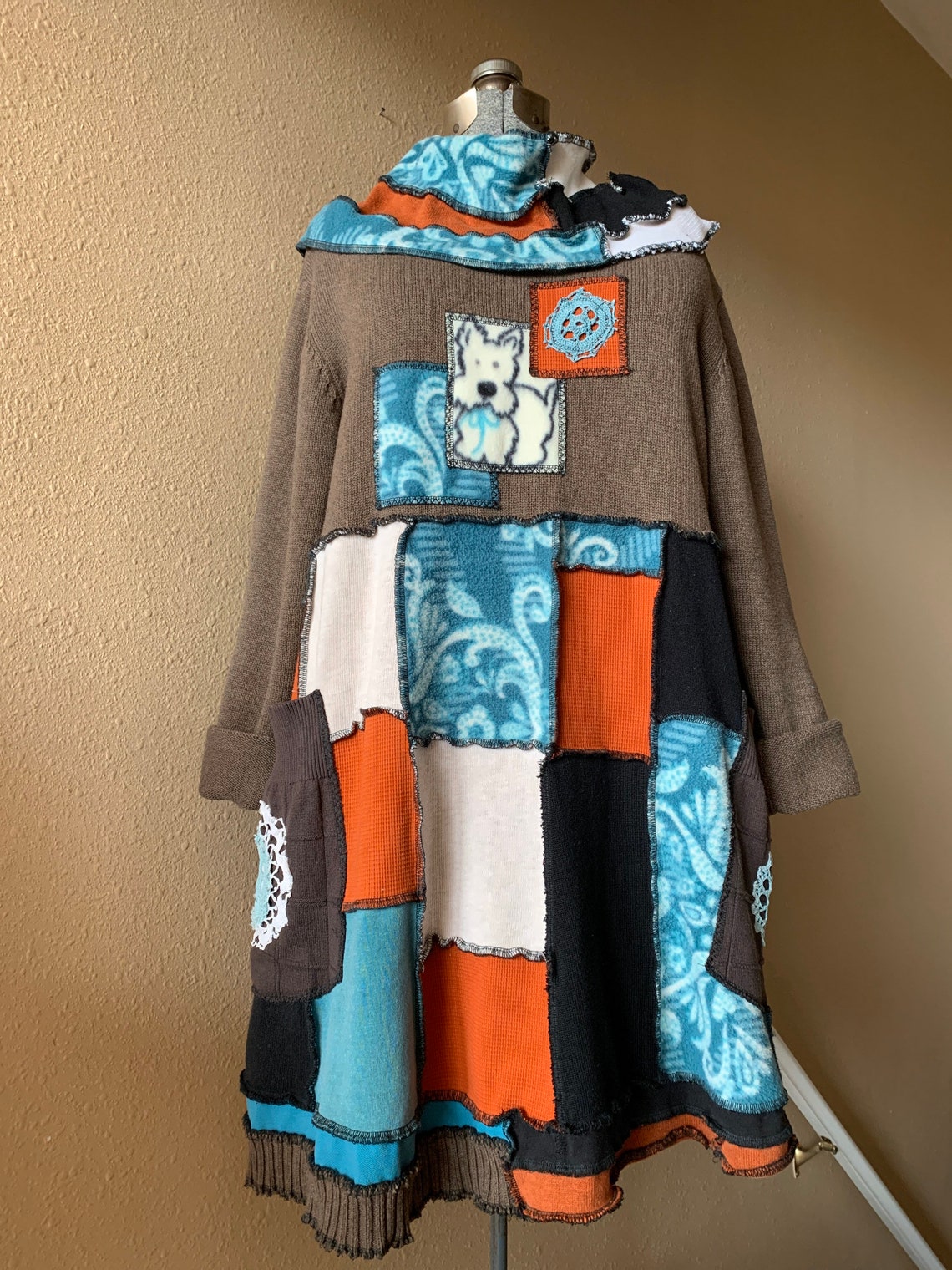 Upcycled Refashioned Patchwork Cotton Sweater Dress or Tunic | Etsy