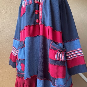 Upcycled Oversized Patchwork Cardigan Navy Blue & Red XXL - Etsy