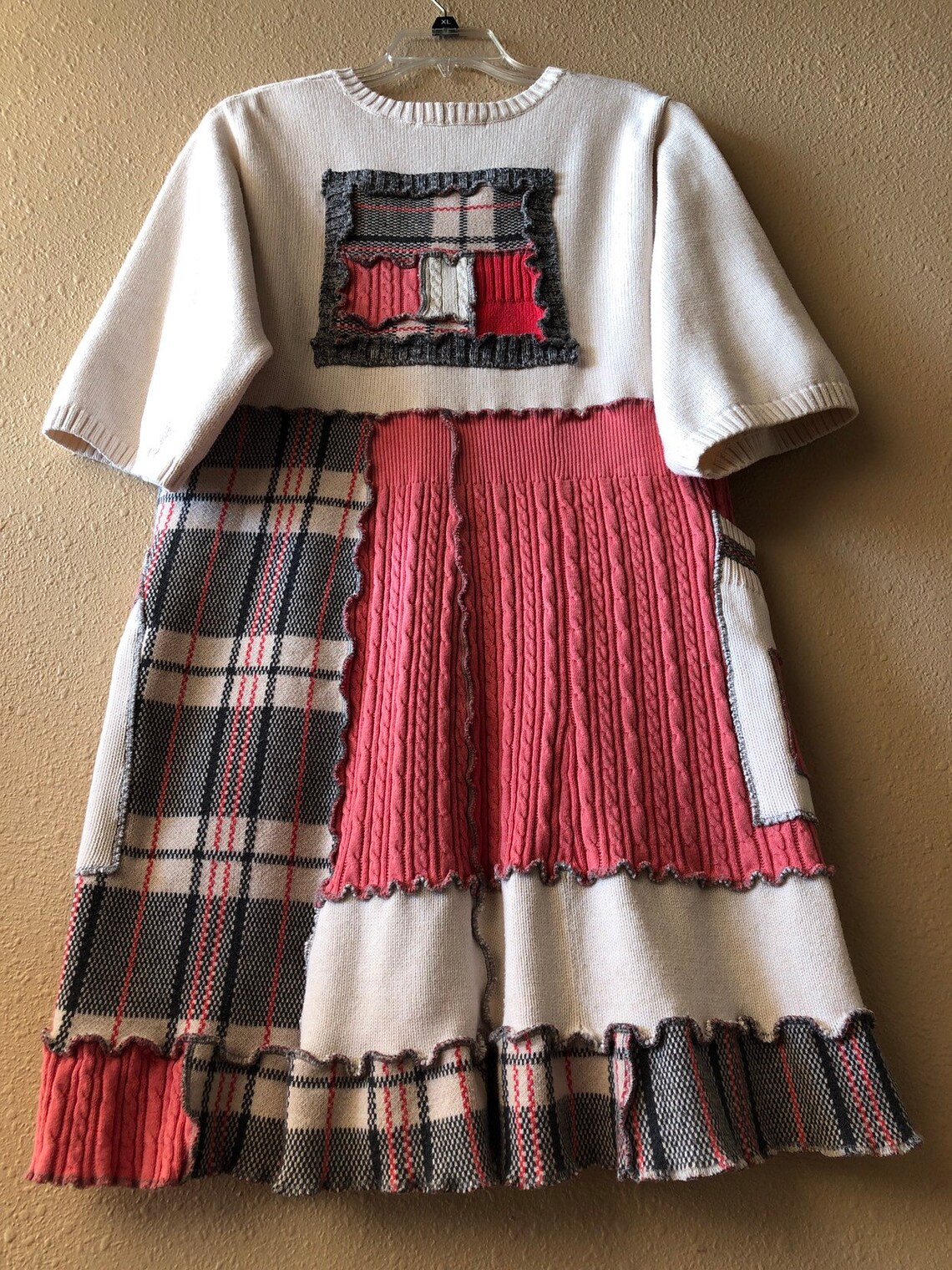 Upcycled refashioned Cotton Sweater Dress or Tunic Plaid | Etsy