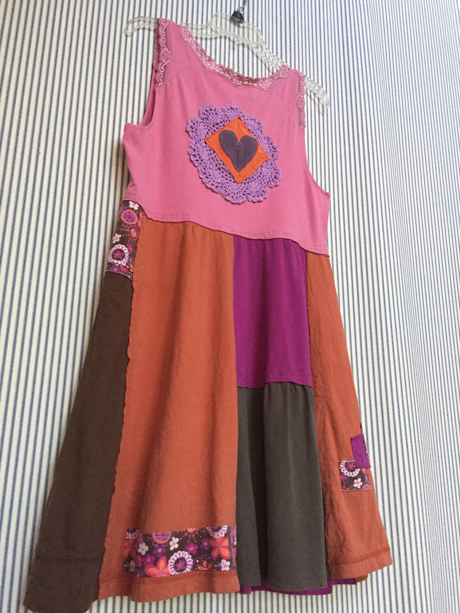 Upcycled Summer Tank Tunic Dress, Colorful Patchwork Loose Fit Size ...