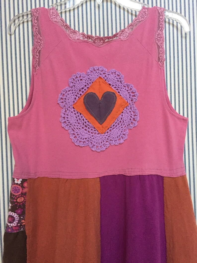 Upcycled Summer Tank Tunic Dress, Colorful Patchwork Loose Fit Size ...