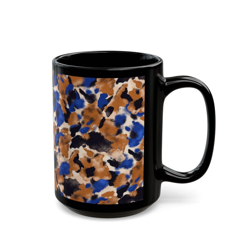 Leopard Print Ceramic Mug, Black and Blue Wildlife Cup - Etsy