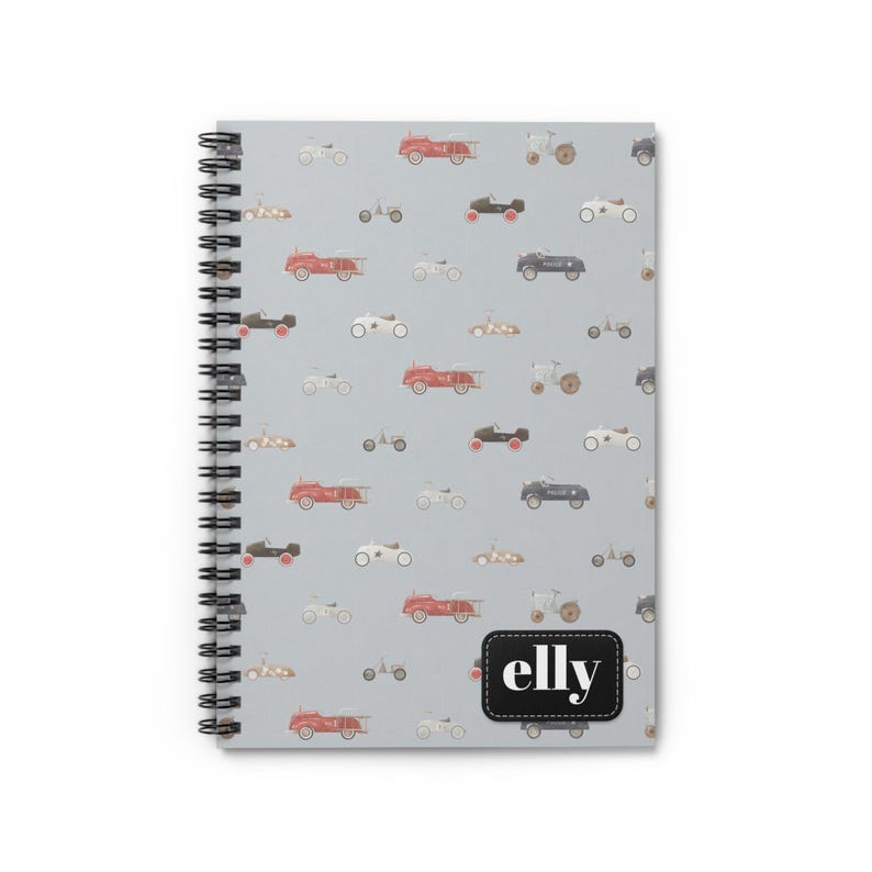 Personalized Vintage Cars Spiral Notebook | Retro Automobile Pattern ...