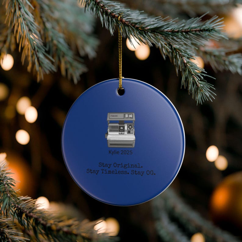 Personalized Blue Ceramic Polaroid Camera Ornament: Retro Holiday Decor ...