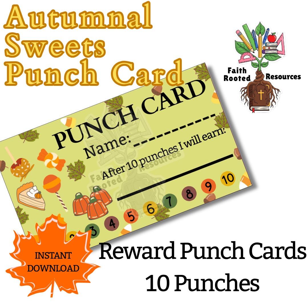 Autumnal Sweets Printable Punch Cards for Kids: Reward Positive ...