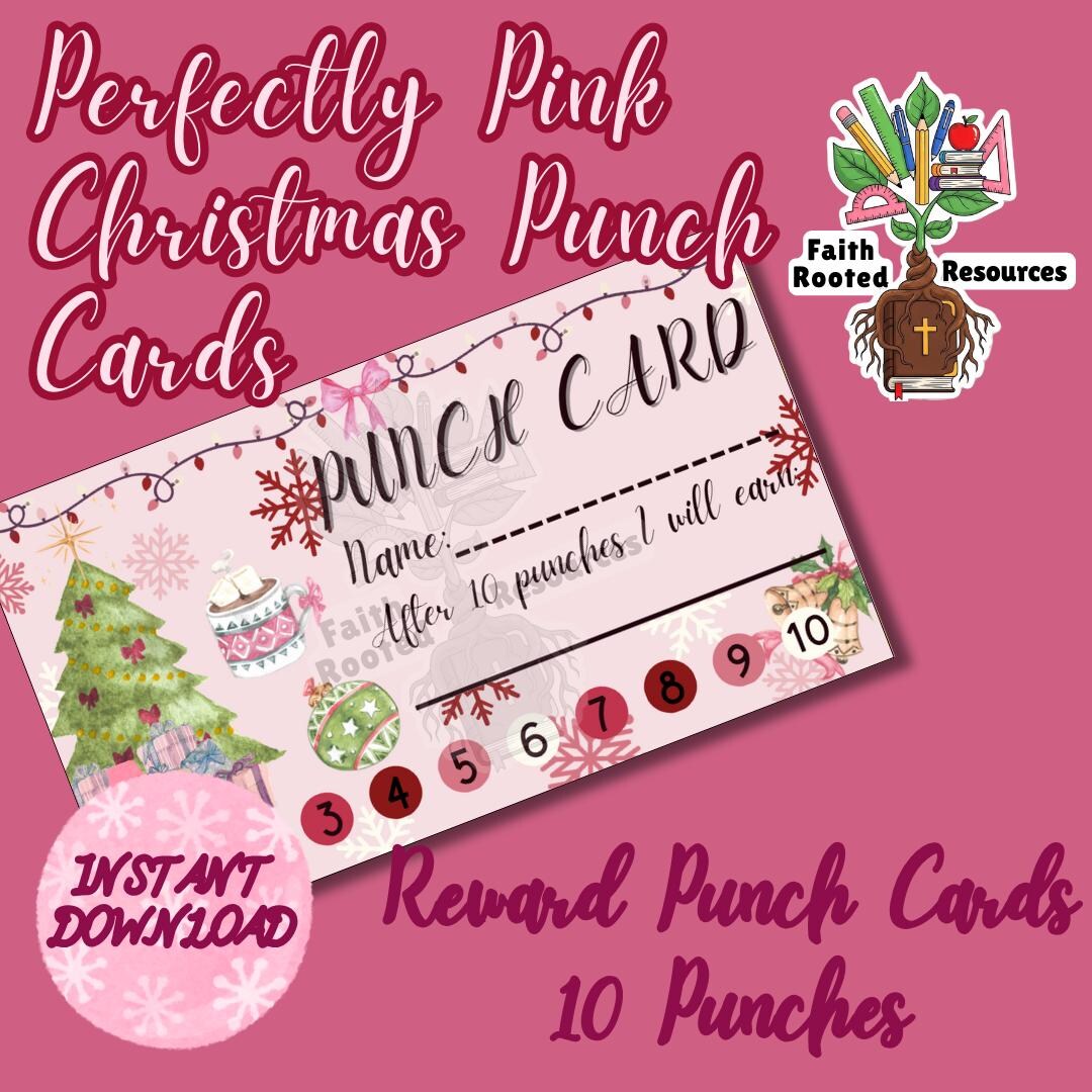 Perfectly Pink Christmas Printable Punch Cards for Kids: Reward ...