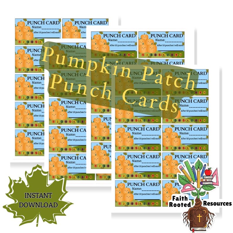 Pumpkin Patch Printable Punch Cards for Kids: Reward Positive Behavior ...