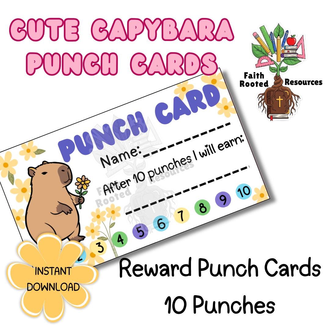 Caybara White Printable Punch Cards for Kids: Reward Positive Behavior ...