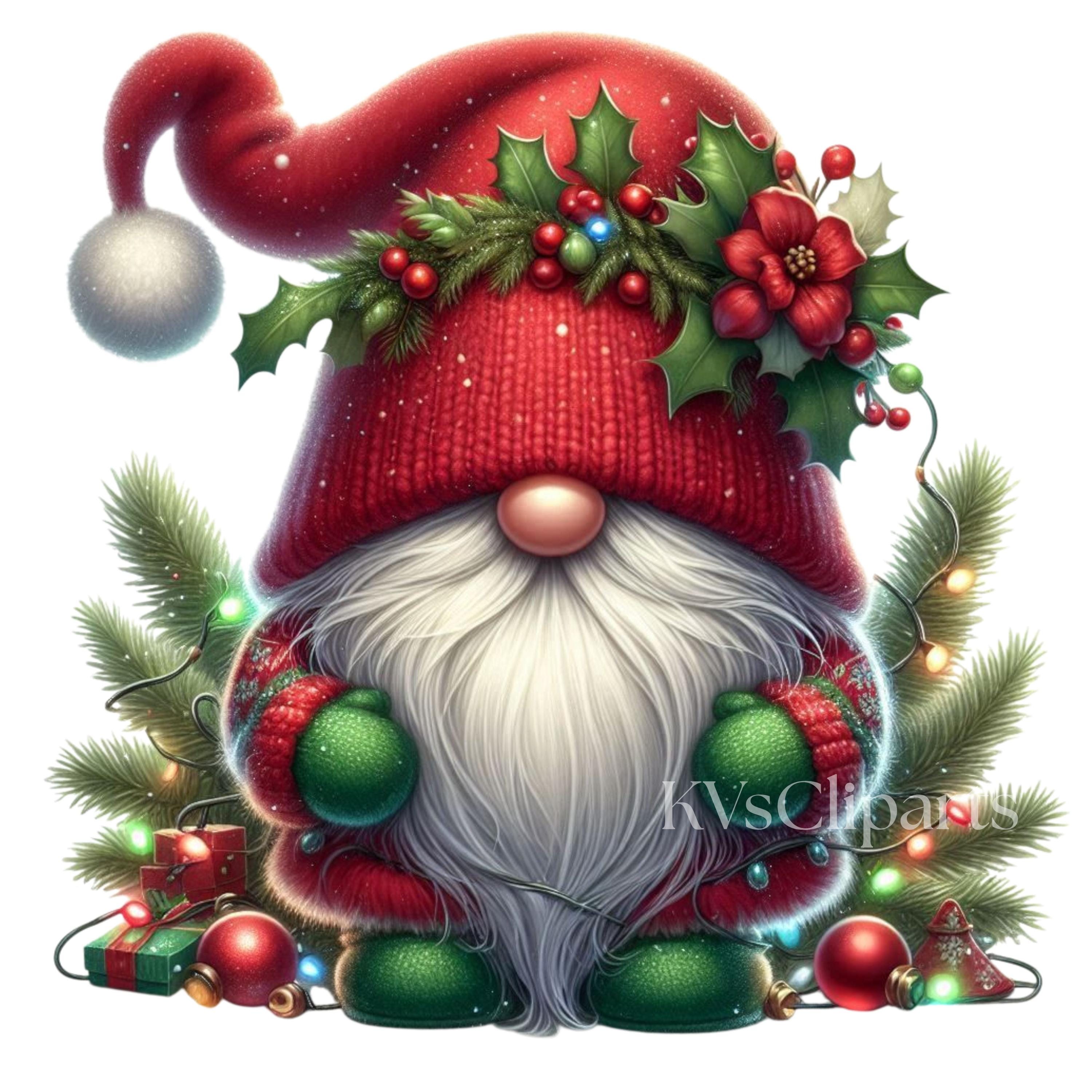 Cute Christmas Gnome Clipart, 15 PNG Winter Holiday Gnome, Colorful ...