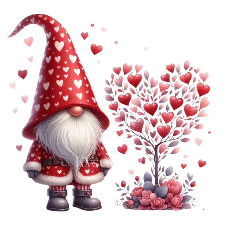 Valentine Gnome Clipart, 14 PNG Romantic Love Gnome Bundle, Cute ...