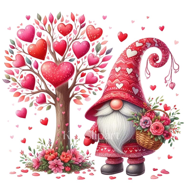 Valentine Gnome Clipart, 14 PNG Romantic Love Gnome Bundle, Cute ...