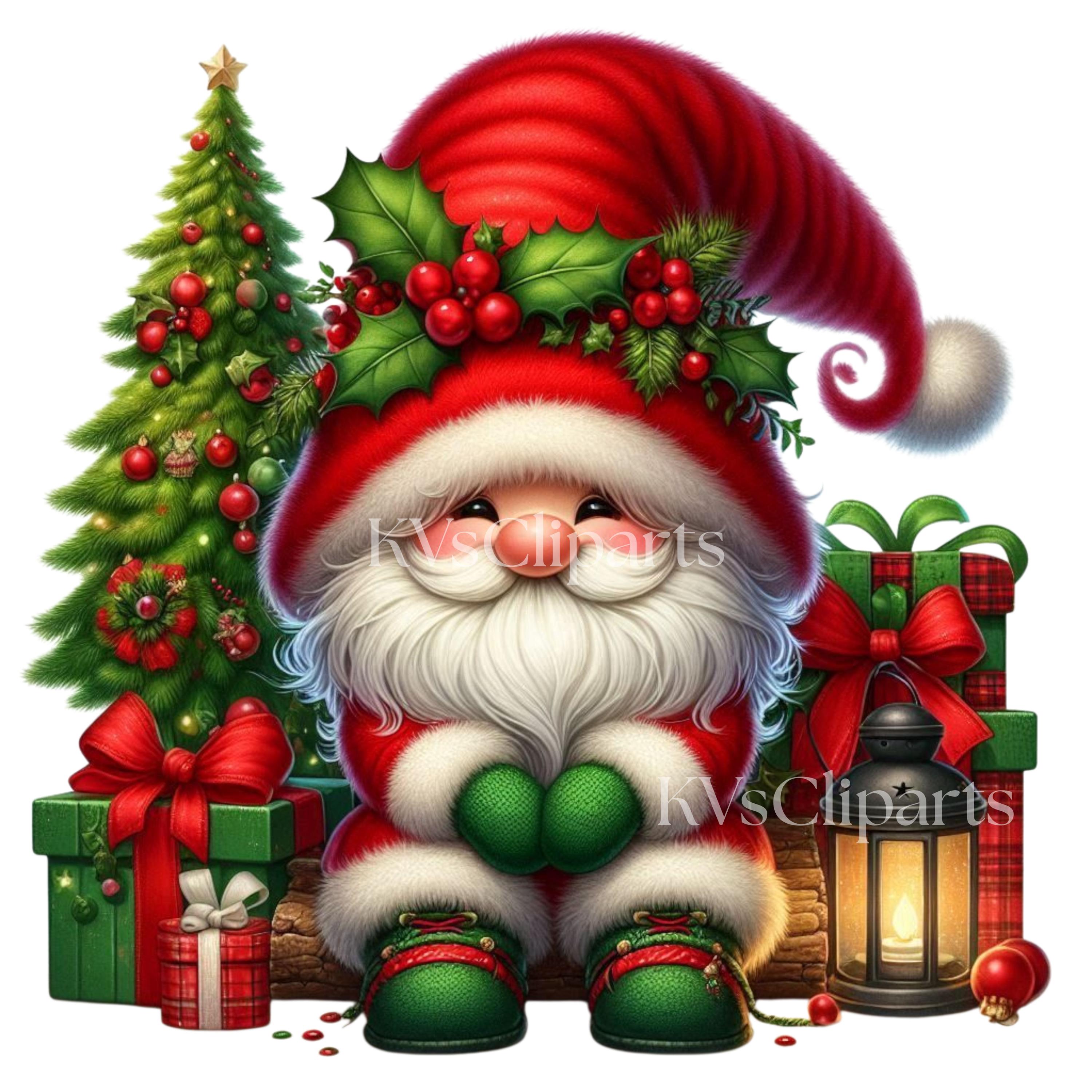 Cute Christmas Gnome Clipart, 15 PNG Winter Holiday Gnome, Colorful ...