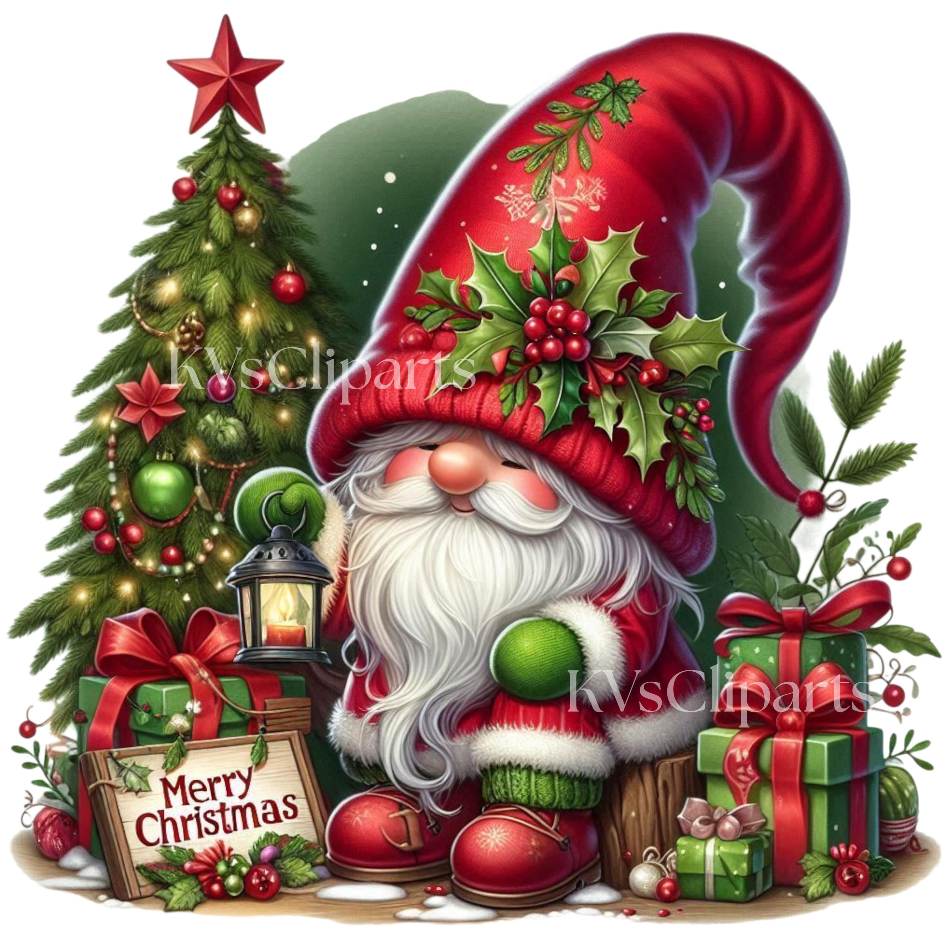 Cute Christmas Gnome Clipart, 15 PNG Winter Holiday Gnome, Colorful ...