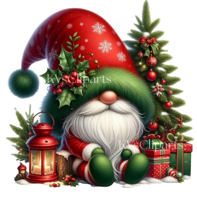 Cute Christmas Gnome Clipart, 15 PNG Winter Holiday Gnome, Colorful ...