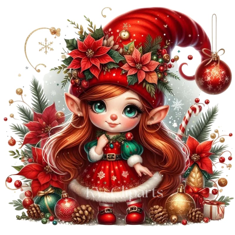 Christmas Gnome Girl Clipart, 15 PNG Winter Holiday Nordic Gnome, Cute ...