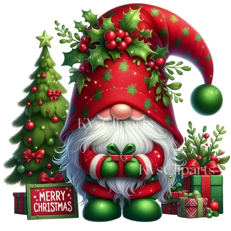 Cute Christmas Gnome Clipart, 15 PNG Winter Holiday Gnome, Colorful ...