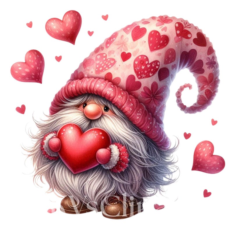 Valentine Gnome Clipart 14 PNG, Love Gnome Illustration, Cute Valentine ...