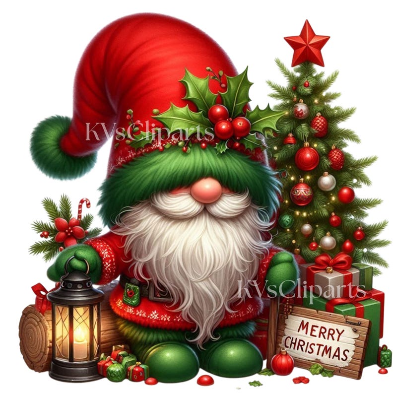 Cute Christmas Gnome Clipart, 15 PNG Winter Holiday Gnome, Colorful ...