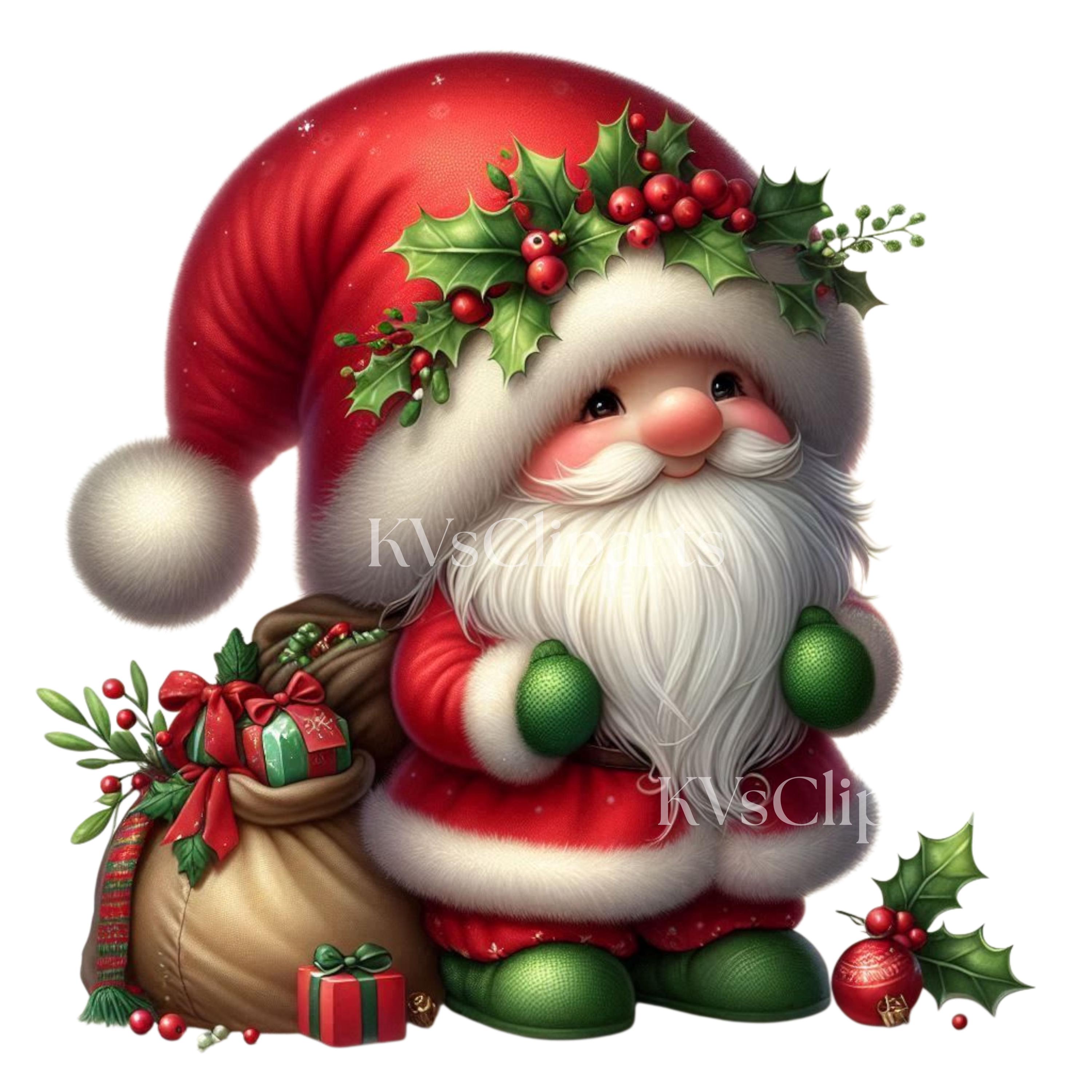 Cute Christmas Gnome Clipart, 15 PNG Winter Holiday Gnome, Colorful ...