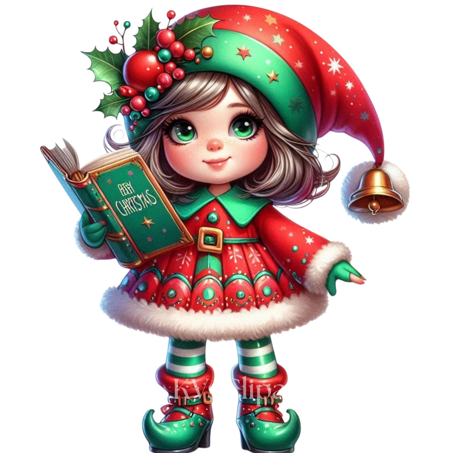 Christmas Elf Girl Clipart, 18 PNG Cute Santa's Helper Holiday Elves ...