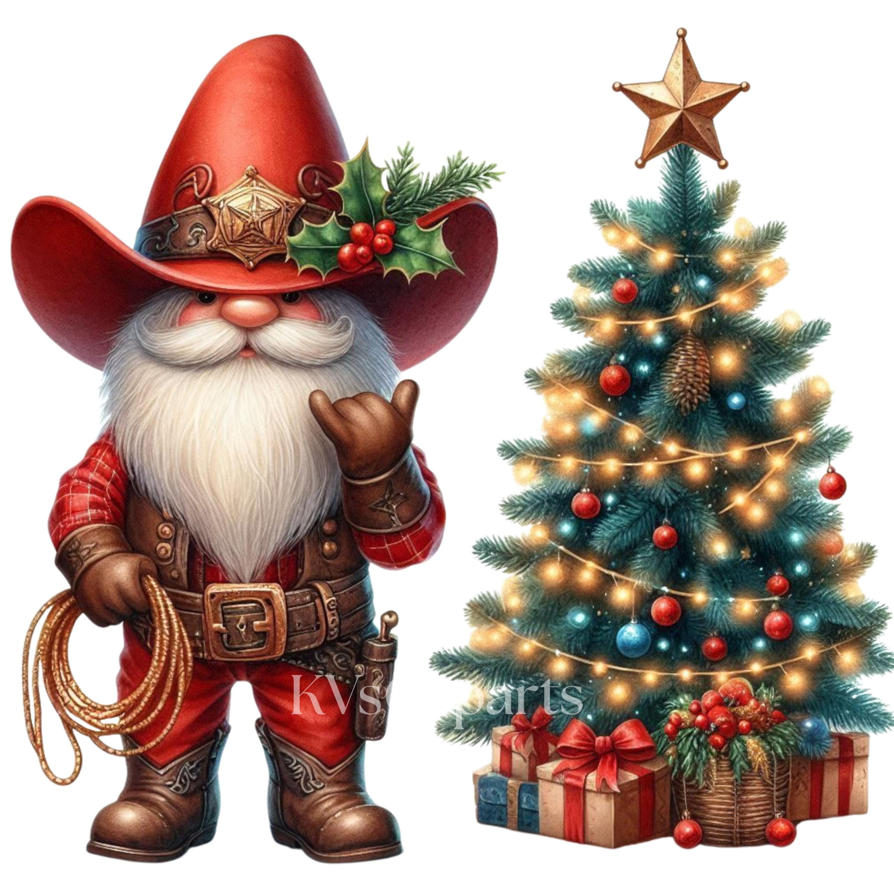 Christmas Cowboy Clipart, 20 PNG Winter Country Gnome, Western Holiday ...