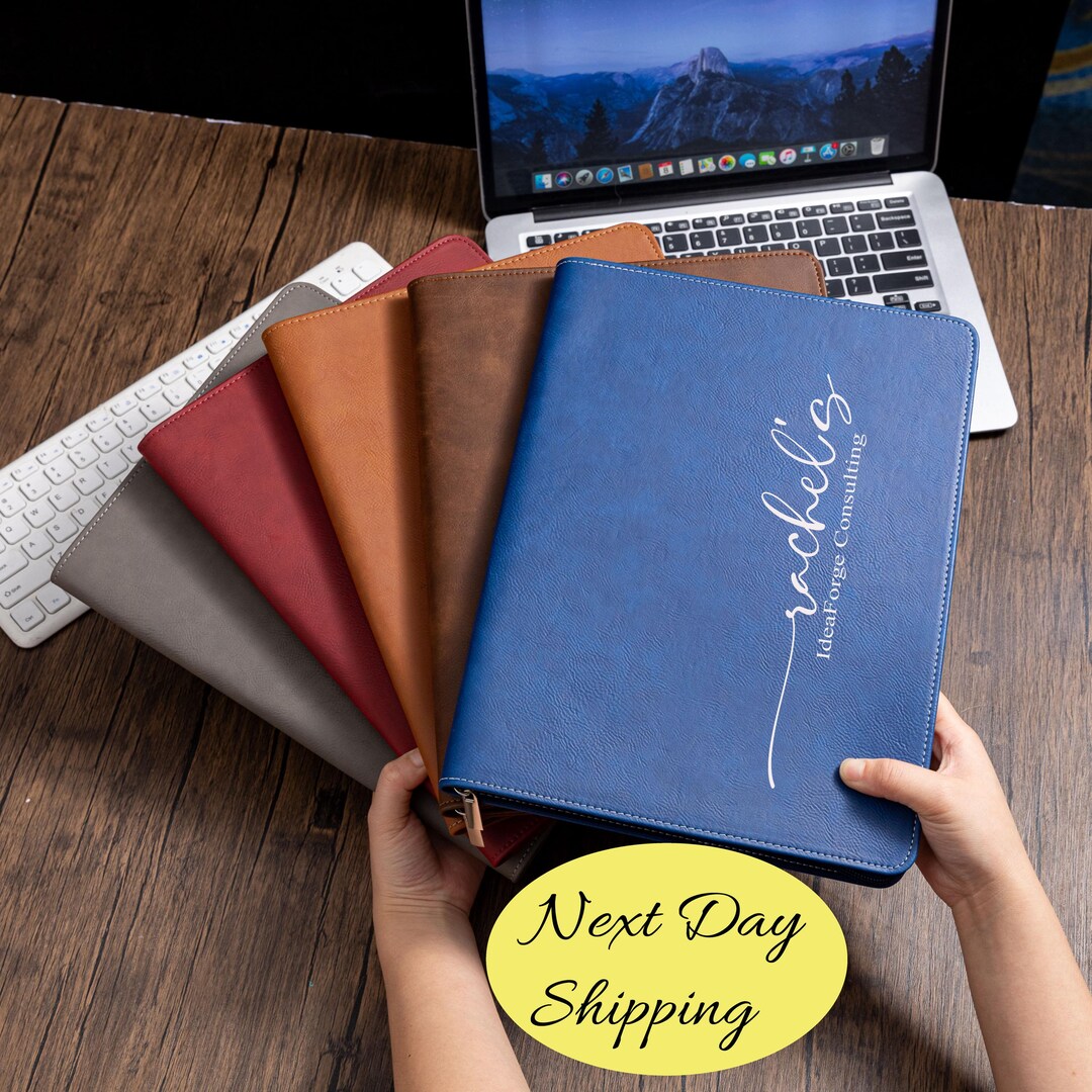 Leather Padfolio With Zipper, Custom Portfolio With Zipper ...