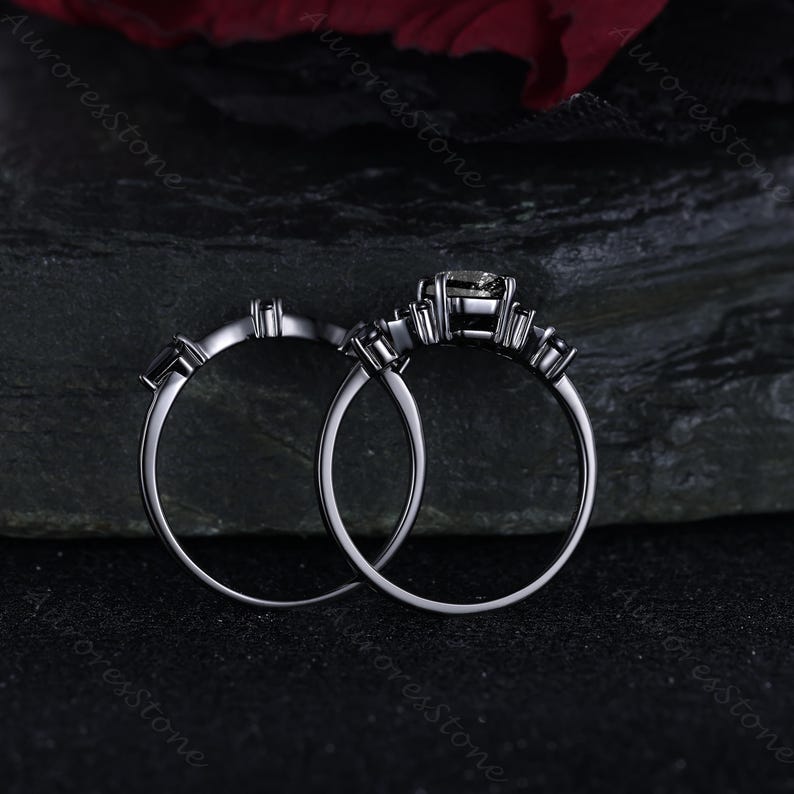 Spider Web Coffin Black Rutilated Quartz Engagement Ring Set Witchy ...