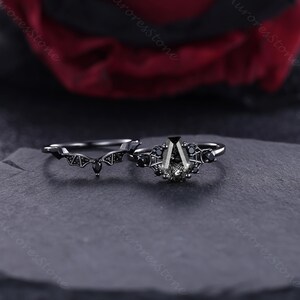 Spider Web Coffin Black Rutilated Quartz Engagement Ring Set Witchy ...