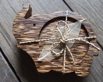 Upturned Trunk Elephant Teak Wood Coaster Set of 3 Pieces | Etsy
