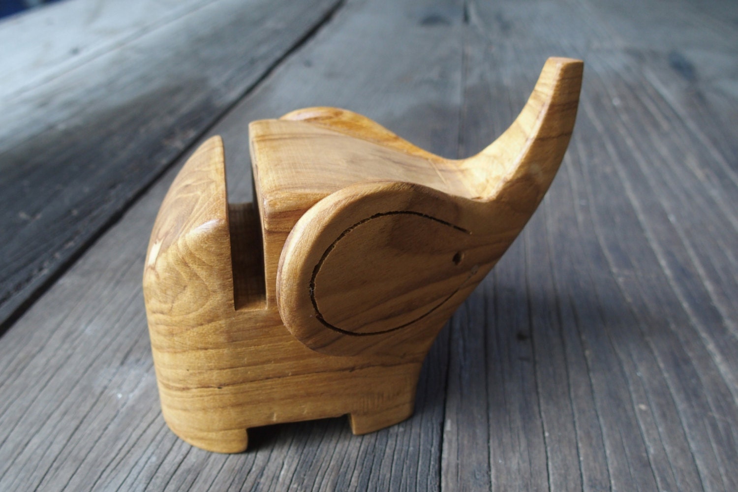 Lucky Meaning Teak Wood Elephant Rising Trunk Table Numbers Holder ...