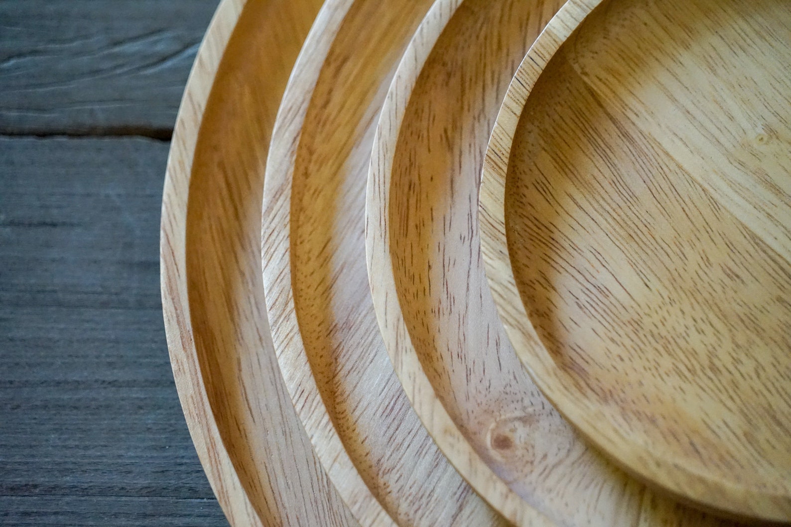 Natural Real Solid Wood Round Plate Pizza Tray Tableware - Etsy