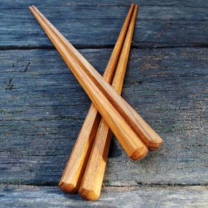 Wooden Chopstick 2 Pairs Teak Wood Hexagon Design, Hexagon Chopstick ...