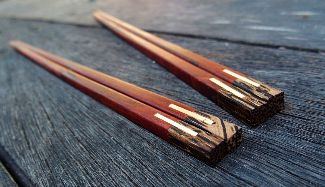 2 Pairs Wooden Chopstick Unique Design High Quality Handmade Wood ...