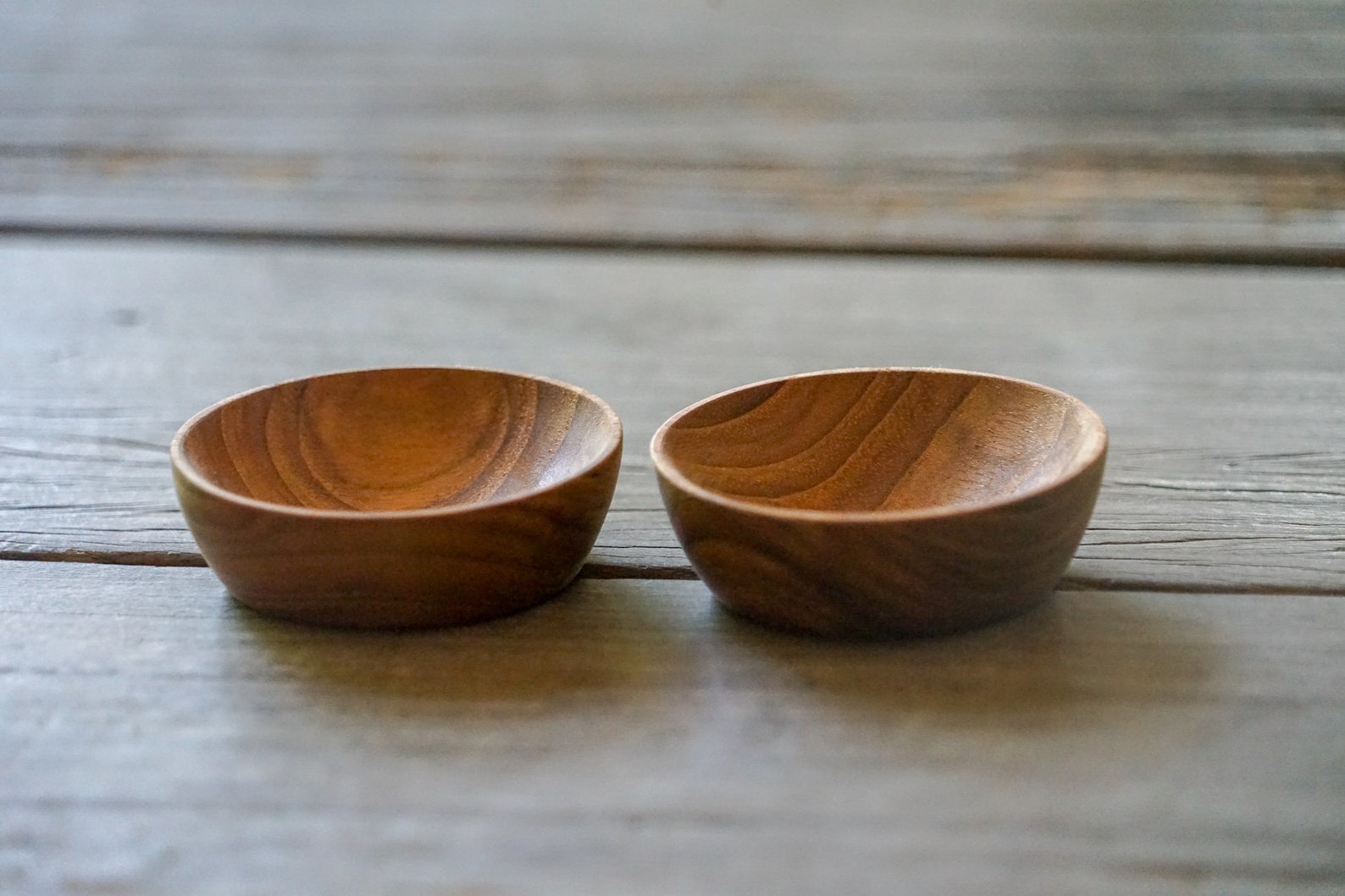 Set of 2 Teak Wood Small Bowl Sauce Bowl Round Shaped Minimal - Etsy