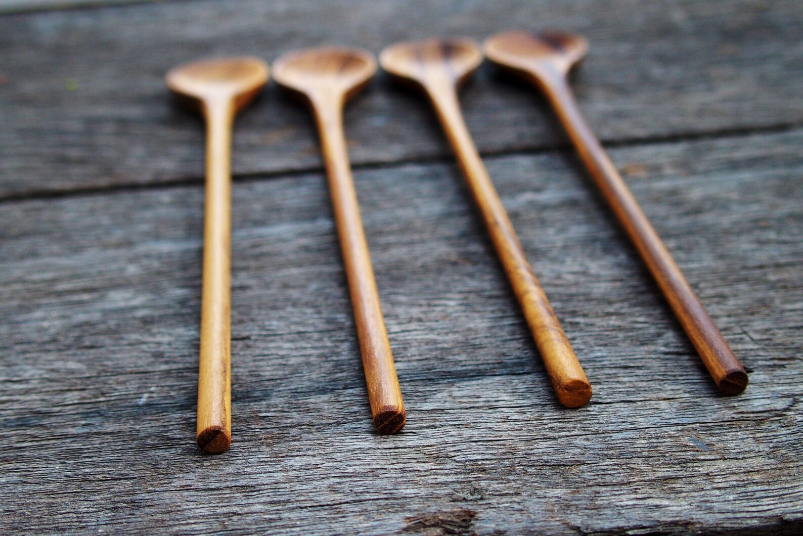 Teak Wood Spoon Stirring Spoon Set of 4 Pieces Dessert | Etsy