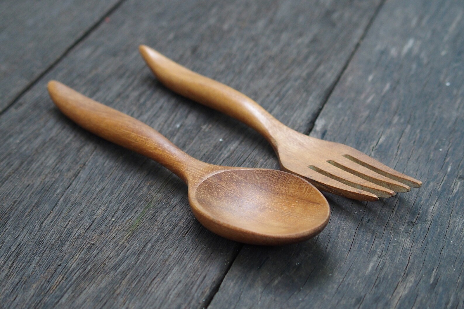 Teak Wood Spoon and Fork Utensils Kitchen Utensils Spoon | Etsy