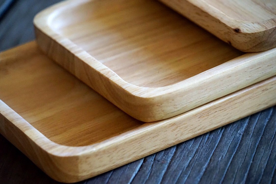 Natural Real Solid Wood Rectangle Decorative Tableware Serving Fruit ...
