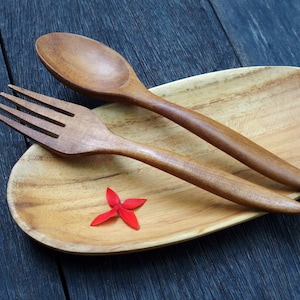 Teak Wood Spoon and Fork Utensils | Kitchen Utensils | Spoon and Fork ...
