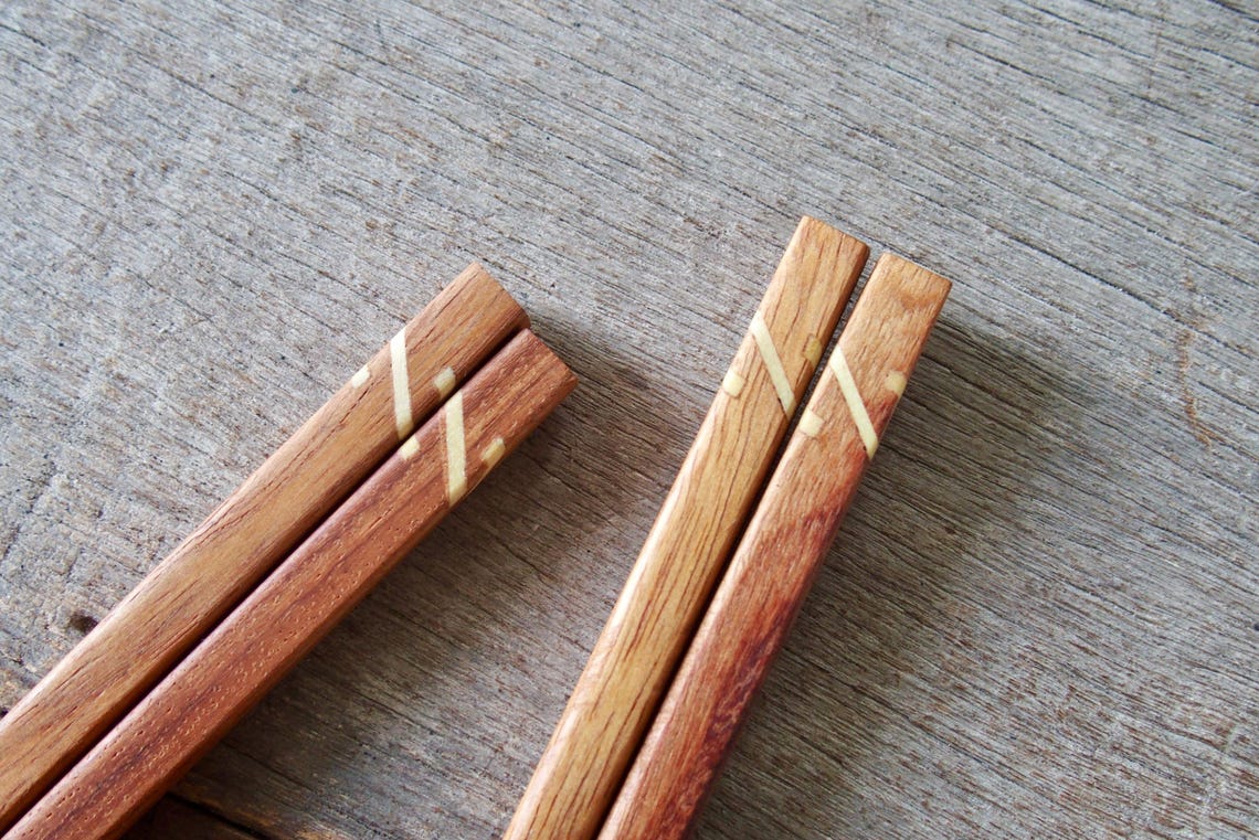 2 Pairs Wooden Chopstick Unique Design High Quality Handmade Wood ...